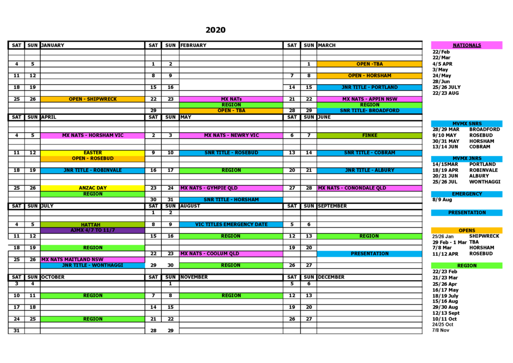 MX 2020 Calendar | Motorcycling Victoria